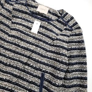 LOFT | Jackets & Coats | Nwt Loft Tweed Blue White Asymmetric Zip ...